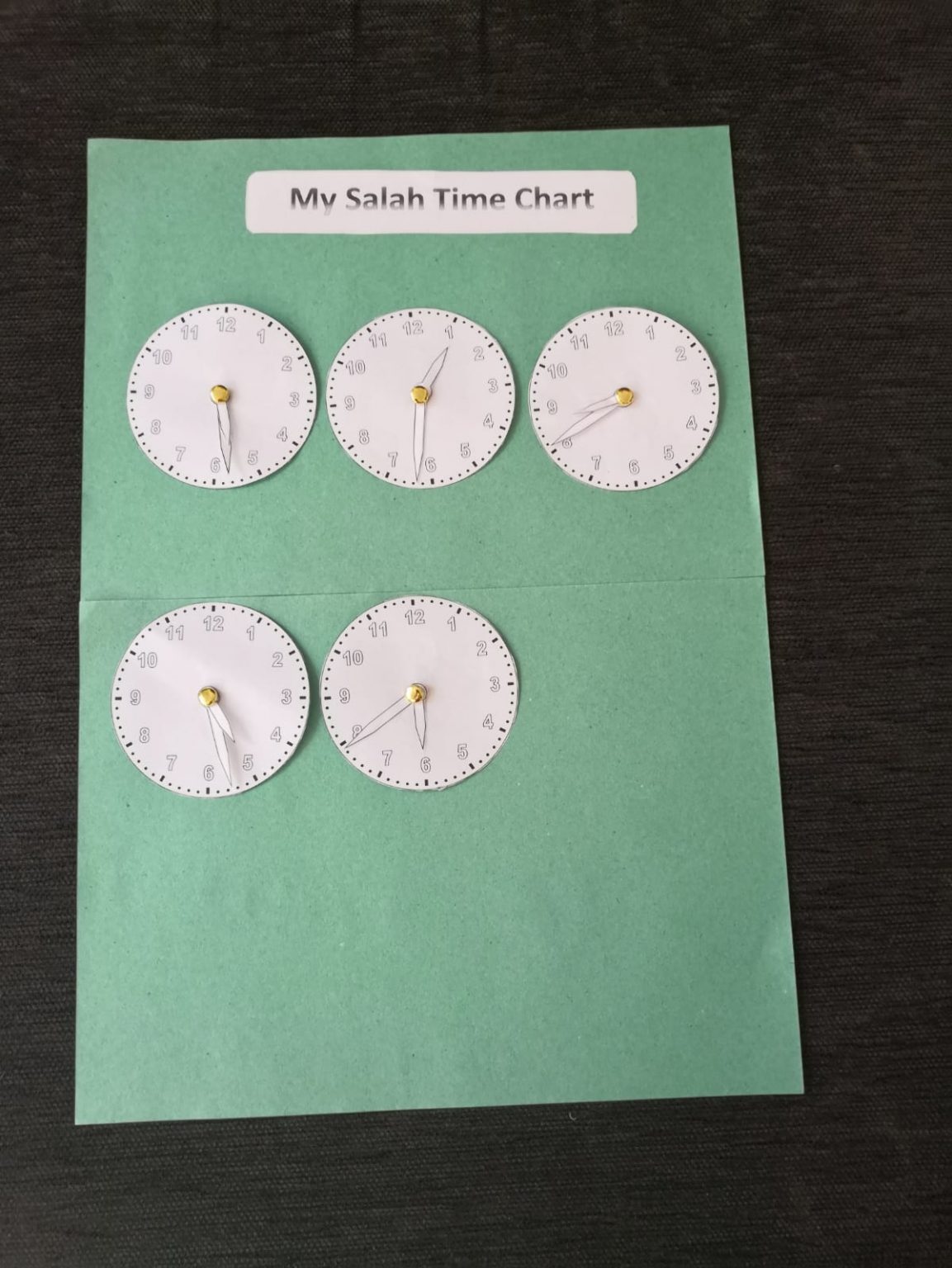 My Salah Time Chart - Small Steps to Allah