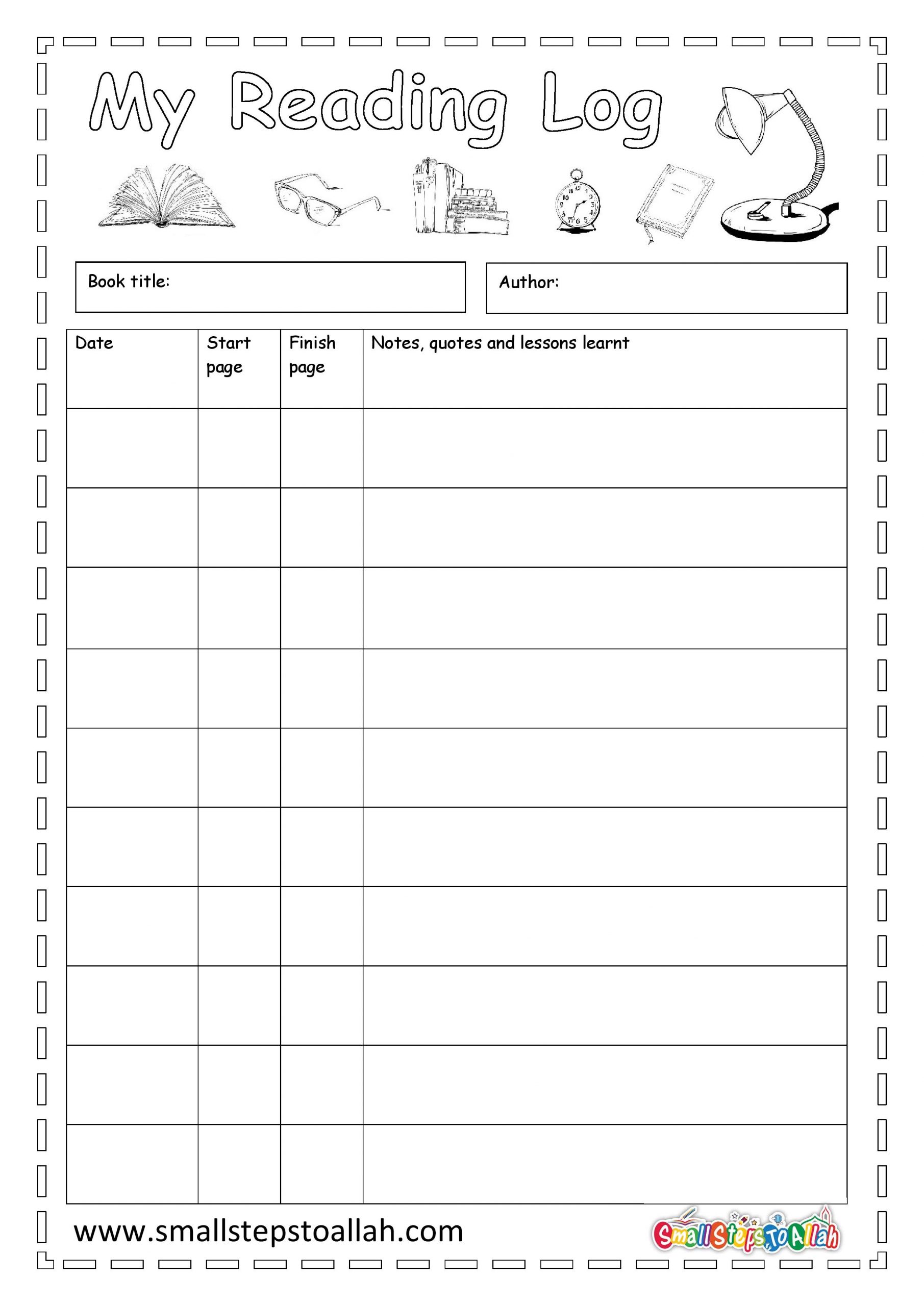 My Reading Log - Small Steps to Allah