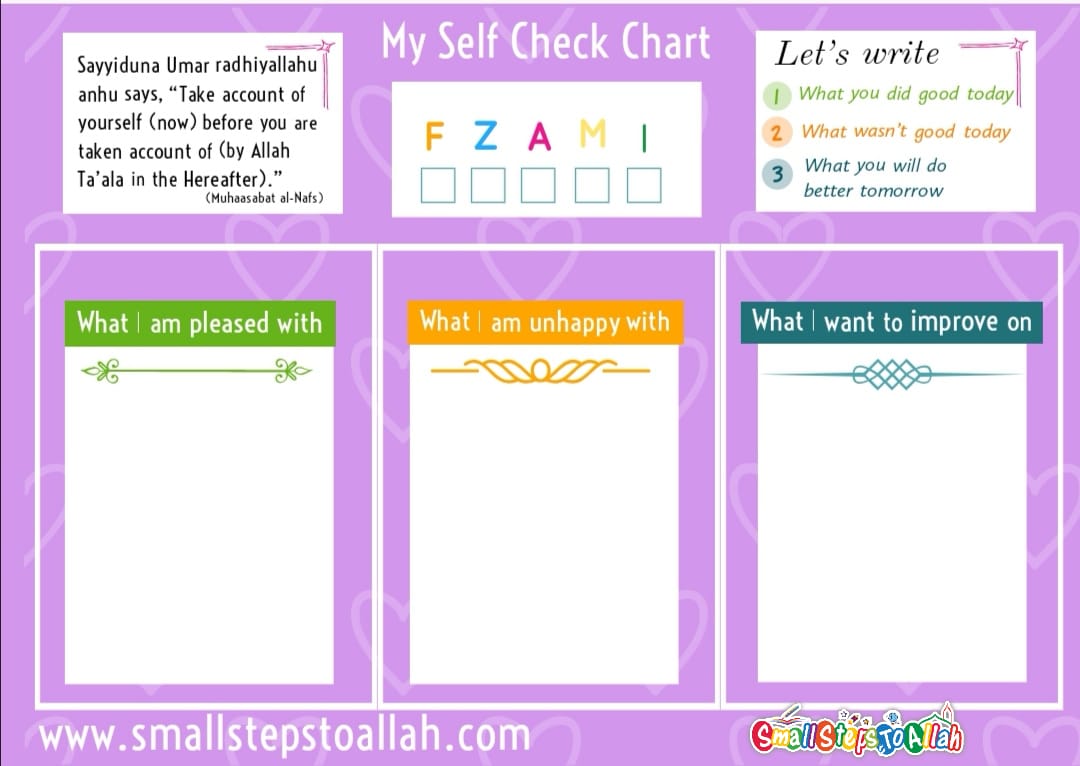 My Self Check Chart – Small Steps to Allah